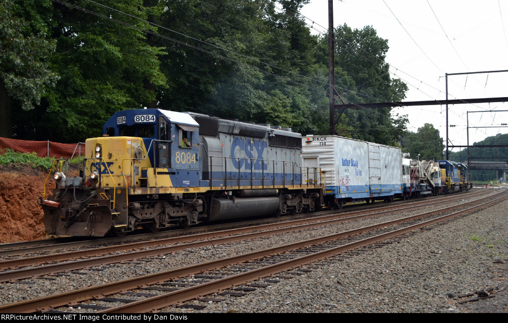 CSX SD40-2 8084 leads O033-14 with undercutting equipment
